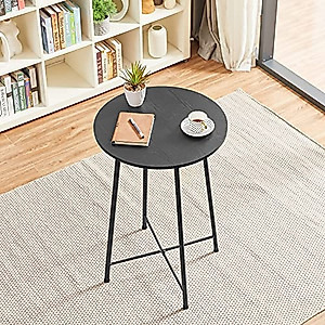 VECELO Small Bar Table and Chairs, Round Bistro Sets with 2 barstools, 3-Piece Pub Dining Furniture, Counter Height Wood Top for Breakfast Dinner Coffee Nap Conference, Easy Assembly, Black