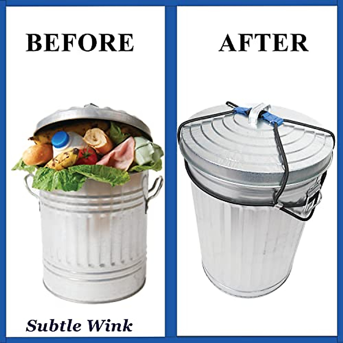 2 pack Bear Proof Trash Can Lock fits for 30 - 50 Gallon Bins with 4 Rubber bands | Heavy-Duty Adjustable Trash Can Lid Lock | Garbage can lock for animals, Dogs, Raccoons (trash can not include)