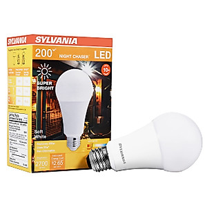 SYLVANIA Night Chaser LED A21 Light Bulb, 200W = 22W, Non-Dimmable, Damp Rated, 3000 Lumens, Soft White - 1 Pack (40584)