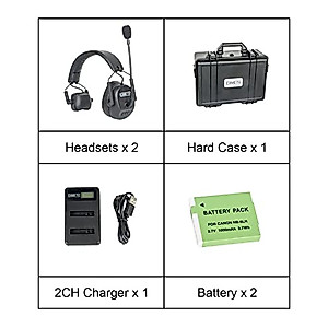 Came-TV Kuminik8 1.9GHz Wireless Intercom Headset Noise Cancellation Zero Latency Full Duplex 2 Person Team Communication with Hardcase for Church Boating TV Film Production Drone