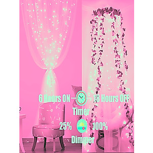 ORSMGOLF Fairy Curtain String Lights, Room Decor &Ideal Gift for Teens Girl, 8 Modes Wall Lights & Valentine's Day Indoor Decorations (Pink)