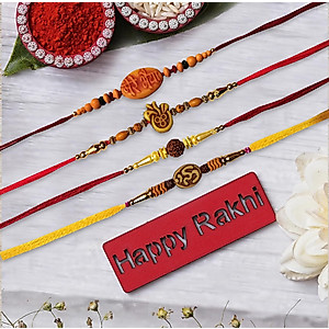 Set of 6 Rakhi Bracelet for Brother Bhai Rakshabandhan Rakhee Thread, Raksha Bandhan Festival Rakhi for Bhaiya n Bhabhi, Indian Designer Latest Rakhi for Bhai Thread Bracelets