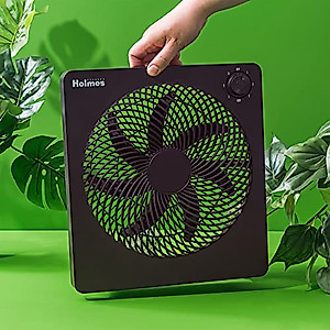 HOLMES 10" Personal Fan, Rechargeable Battery, 3 Speed Settings, Lightweight and Portable, USB Cable, Carrying Handle, Home and Office, Black Finish