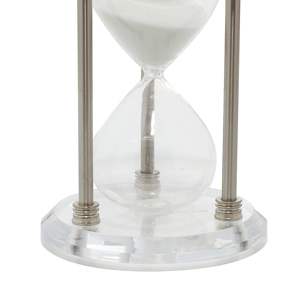 Deco 79 The Novogratz Metal Hourglass Sand Timer with Acrylic Base, 4" x 4" x 6", Silver