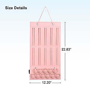 PACMAXI Hair Bows Holder for Baby Girl, Hair Clips Storage Hanger Hair Bows Organizer Storage w/ Heart-Shape Velvet Hangers, Baby Hair Headband Wall Display Stand (Pink)