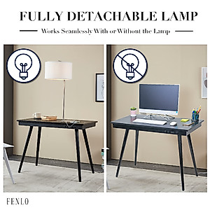 FENLO Future - 39” Modern Desk with USB-C Charging Station, Mid Century Modern Desk with Fast Charging USB-A, USB-C, and Qi Wireless Charging