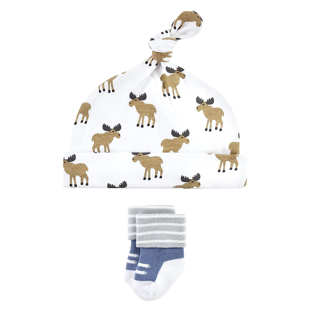 Hudson Baby Unisex Baby Cap and Socks Set, Woodland, 0-9 Months