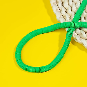 VIVP 2000PCS Clay Beads,6MM Green Polymer Clay Beads Colorful Flat Round Clay Beads for DIY Jewelry Making Bracelets Necklace Earring