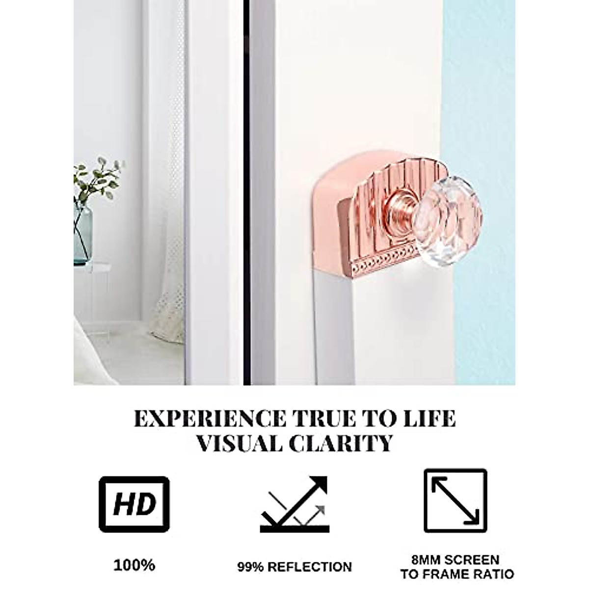 LUXFURNI Mirror Jewelry Cabinet Armoire with 3-Way Mount, Standing, Wall or Door Mounted, Jewelry Organizer with Full-Length Mirror, Lockable, Large Storage, White