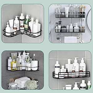 Qiic 4 PCS Shower Caddy Adhesive Replacement Hook, No Drilling Transparent Heavy Stick Hook for Shower Caddy, Bathroom Storage Shelves and Kitchen Racks, Size: 10.2 * 2.7in