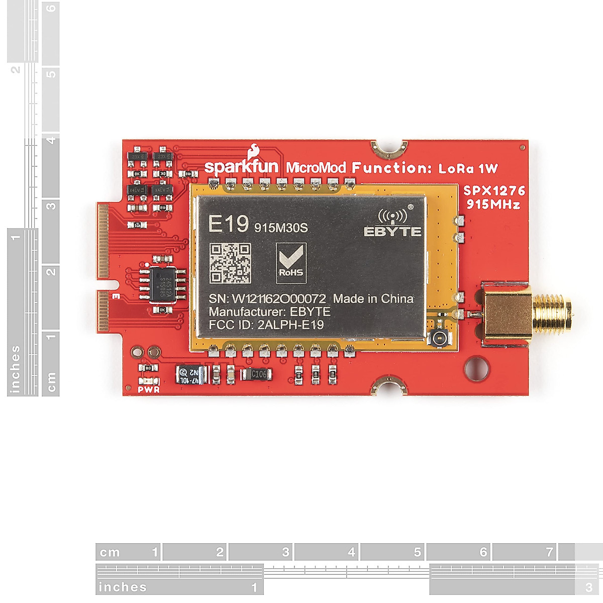 SparkFun MicroMod LoRa Function Board - 1W 915M30S LoRa Module Frequency Range: 900-931MHz Transmit Power 28.5-30dBm (max) Modulation LoRa, FSK, GFSK, MSK, GMSK, OOK Antenna Impedance: 50Ω