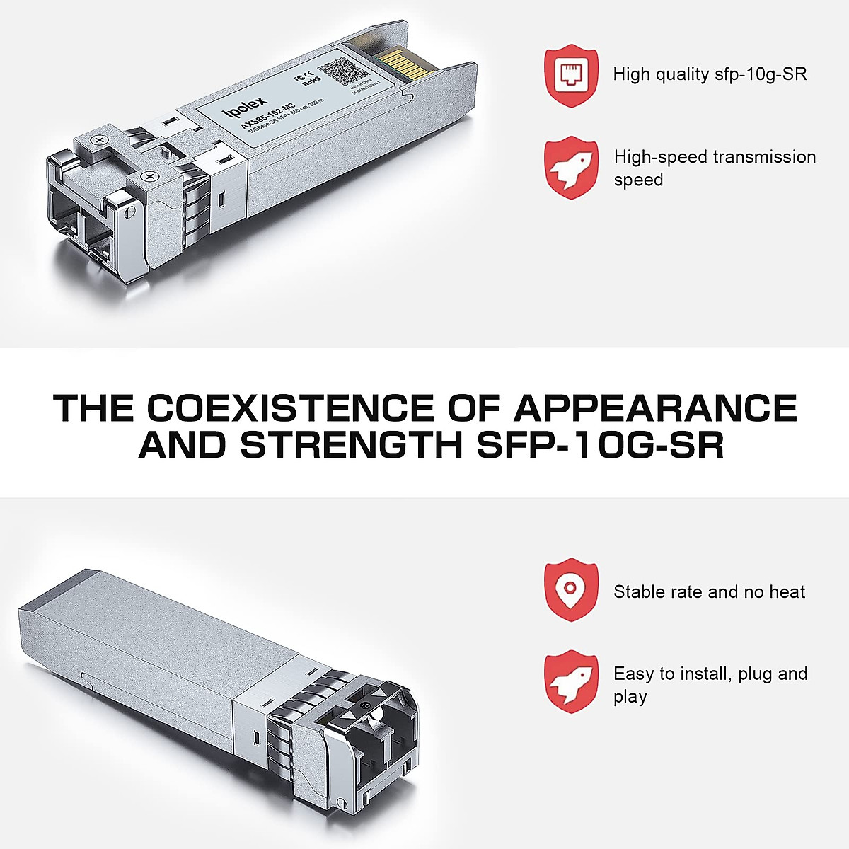 ipolex 10G SR SFP+ LC Multimode Transceiver, 10GBase-SR Fiber Module for HPE ProCurve J9150A/HPE Aruba JL748A/J9150D/J9150DCM (MMF, 850nm, 300m)