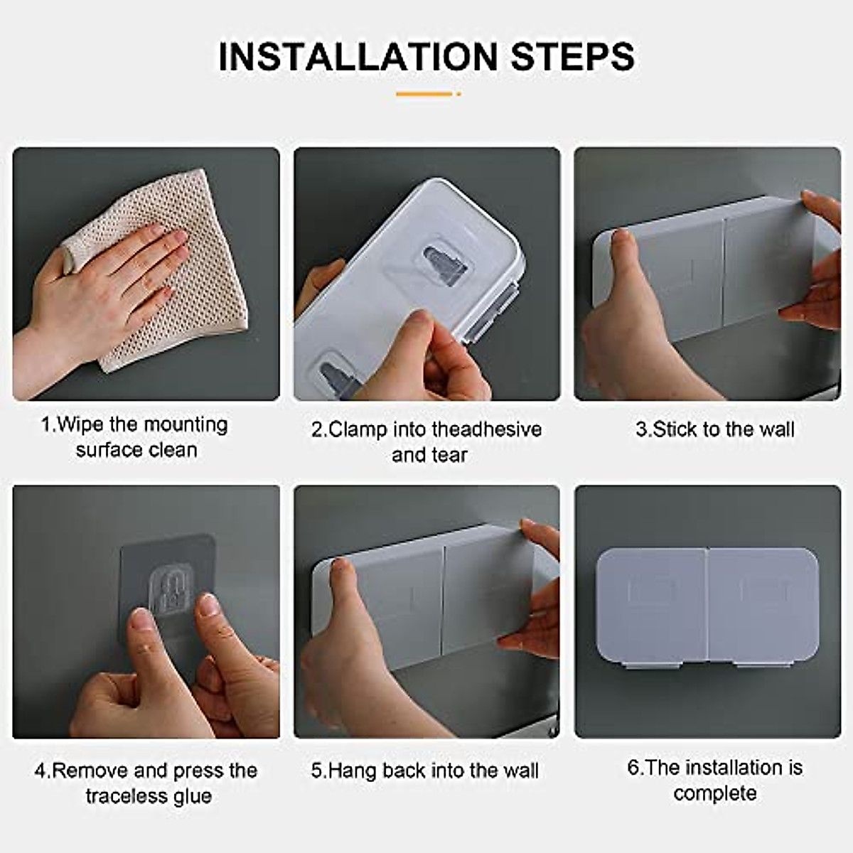 Arrozon Qtip Holder Wall Mounted for Cotton Swabs,Cotton Ball,10 Oz Qtip Dispenser for Bathroom Storage Organization,Makeup Organizer (Gray)