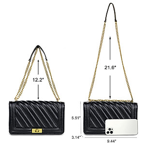 Anna&Yoyo Quilted Crossbody Bags for Women, Lightweight PU Leather Lady Shoulder Purses, Trendy Designer Shoulder Bag with Chain Strap…