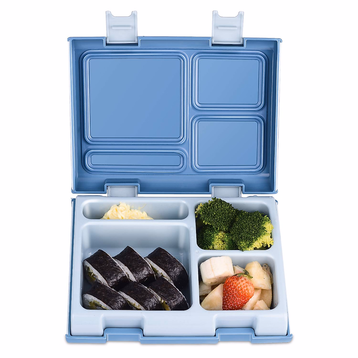 Acupteatech Lunch Bento Box, Leak Proof 4-Compartment Food Container 1200ml Large Capacity, BPA Free, Portion Meal Prep Snack Packing, Durable Perfect for Picnics, Camp, Travel—Blue