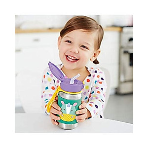Skip Hop Toddler Sippy Cup with Straw, Zoo Stainless Steel Straw Bottle, Bee