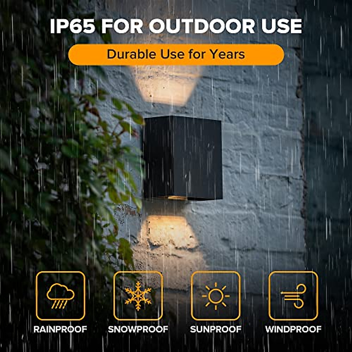 LUTEC 2-Pack LED Up & Down Modern Wall Lamp, Aluminum Anti-Rust Outdoor Indoor Wall Sconce, 10W 3000K Warm White, Adjustable Exterior Wall Light, Waterproof for Porch, Patio, Garden, Bedroom-Black