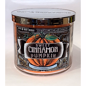 White Barn Candle Company Bath and Body Works 3-Wick Scented Candle w/Essential Oils - 14.5 oz - Many Scents! (Sweet Cinnamon Pumpkin)