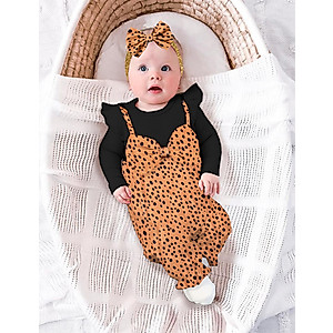 Queenstyle Baby Girl Clothes 3-6 Months Onesie Baby Girl Outfits Long Sleeve Ruffle Romper Cute Infant Girl Clothes Polka Dot Jumpsuit Fall Winter Baby Clothes for Girls