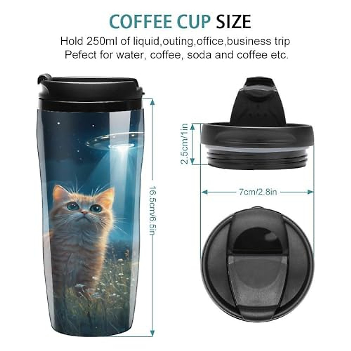 Funny Cat Travel Coffee Mug Reusable Coffee Cup Tumbler with Lid for Outdoor 350ml