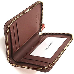 COACH X Peanuts Small Zip Around Wallet In Signature Canvas With Snoopy Woodstock Print Style No. CE704 Khaki