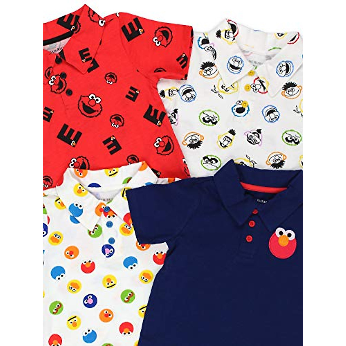 Isaac Mizrahi Loves Sesame Street Gang Elmo Baby Toddler Polo Collared Shirt (24 Months, White/Multi)