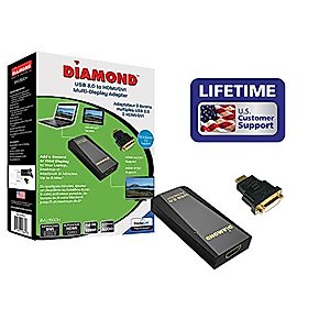 Diamond Multimedia BVU3500H USB/USB-C/TB3 to DVI/HDMI Video Graphics Adapter, Windows 11, 10, 8.1, 8, 7, XP, MAC OS and Android 5.0+