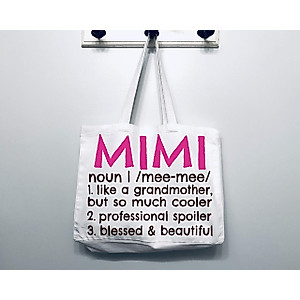 COCOVICI Mimi Tote Bag | Mimi Definition Tote Bag | Grandma Gifts | Mimi Gifts | Mimi Christmas Gift | Christmas Gift from Grandkids (Mimi Definition Pink/Black Font)