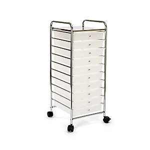 Seville Classics Large 10-Drawer Multipurpose Mobile Rolling Utility Storage Organizer Cart, Frost White