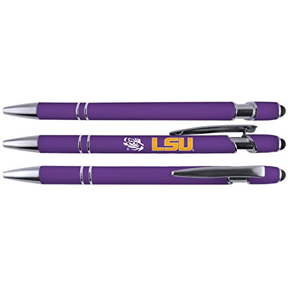 Greeting Pen LSU Soft Touch Coated Metal Pen 4 Pack (4013), Purple/Multi