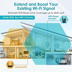 WiFi Extender- WiFi Range Extender Up to 1200Mbps, WiFi Signal Booster, 2.4 & 5GHz Dual Band WiFi Repeater with Access Ethernet Port, 360° Full Coverage, Easy Set-Up. (1200Mbps)