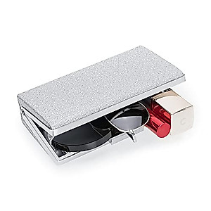 IXEBELLA Glistening Clutch Purse for Women Evening Bag Small Formal Cocktail/Prom/Wedding Party Clutch (Silver)