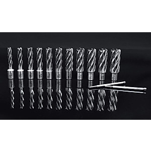 Accusize Industrial Tools 13 Pcs/Set 7/16'' to 1-1/16'' H.S.S. Annular Cutters, 2'' Cutting Depth with 2 Pilot Pins, N1