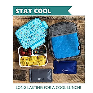 Ice Packs for Lunch Box Bag and Bento Boxes, 4 Pack Set, Reusable and Refreezable Soft Slim Pouches for Kids Boys Adults, Travel, School, Work, Camping, Long Lasting Cold, Flexible | Blue Grey…