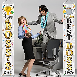 CiyvoLyeen Boss's Day Banner Happy Boss's Day Porch Signs Home Front Door Hanging Decor Boss Party Supplies Boss Day Party Decor