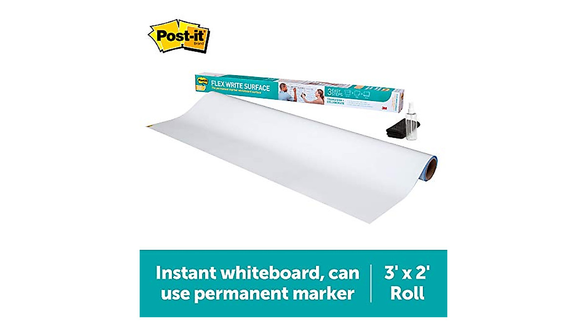 Post-it Flex Write Surface - Portable Whiteboard & Marker Wipes