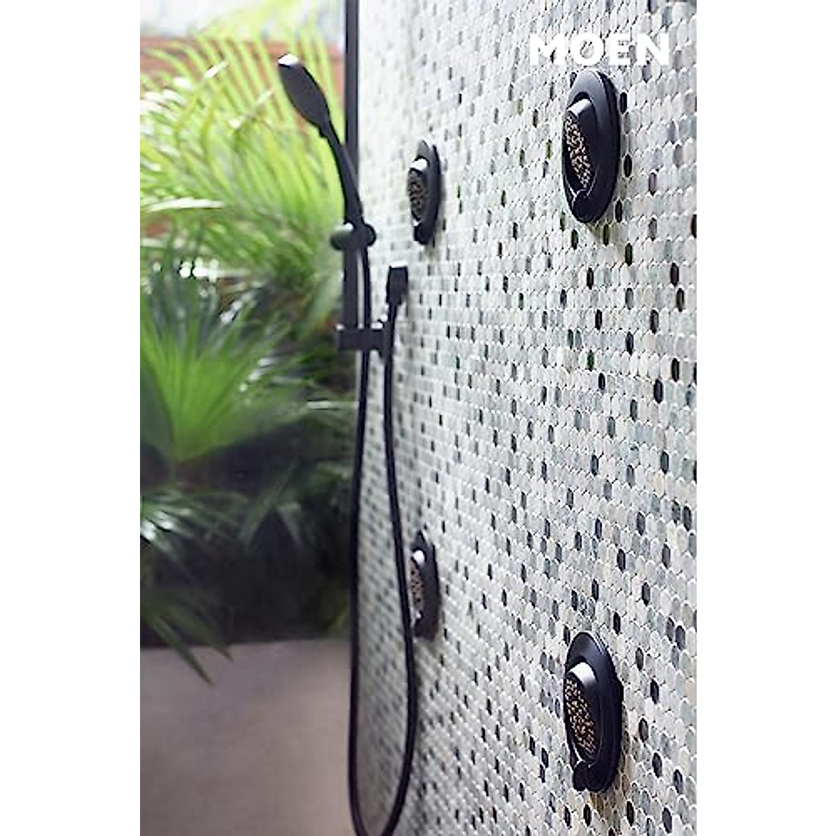 Moen Showering Matte Black Eco-Performance 5-Function Handheld Shower with 30-Inch Slide Bar and 69-Inch Hose, 3558EPBL