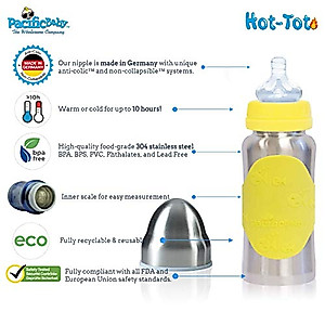 Pacific Baby Hot-Tot Insulated Stainless Steel Infant Baby Eco Feeding Bottle Anti-Colic Nipple 7 Ounce