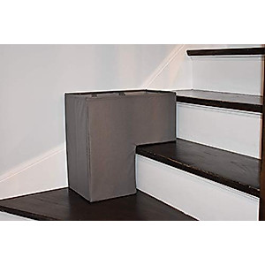 Stair Basket - Gray Staircase Storage Organizer with Board Divider & Handles - Step Container to Store Laundry, Toys & Household Items - Durable, Foldable, Easy to Carry
