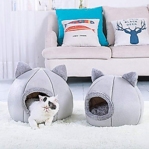Ozgkee Small Cat Tent Pet Bed Semi Closed Warm Pet Nest Comfortable Pet Bed Winter Plush Kennel (660)