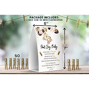 Don't Say Baby Set - One 5x7 Sign and 50 Mini Clothespins, Baby Shower Games, Baby Shower Decoration, Gender Neutral Baby Shower - MsJb041