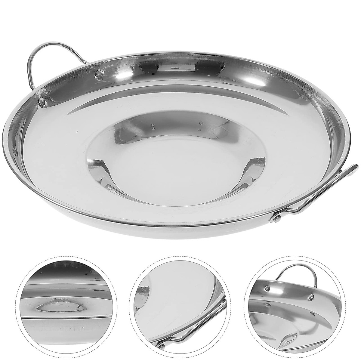 UPKOCH Mexican Style Wok Stainless Steel Comal Para Tacos Concave Frying Pan Nonstick Cooking Pan for Tortillas, Silver