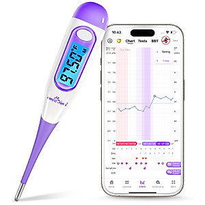 Easy@Home Digital Basal Thermometer with Large Backlight LCD Display, 1/100th Degree High Precision and Memory Recall, NOT Bluetooth Enabled,Upgraded EBT-100B-P (Purple)