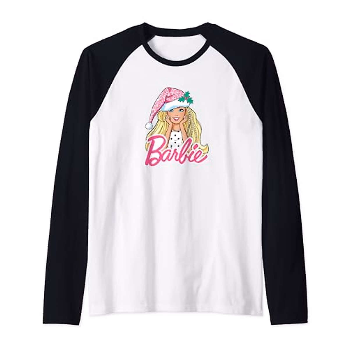 Barbie - Christmas - Santa Hat Raglan Baseball Tee