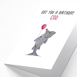 Ulbeelol Cod Fish Themed Funny Birthday Card - GOT YOU A BIRTHDAY COD, Happy Birthday Card