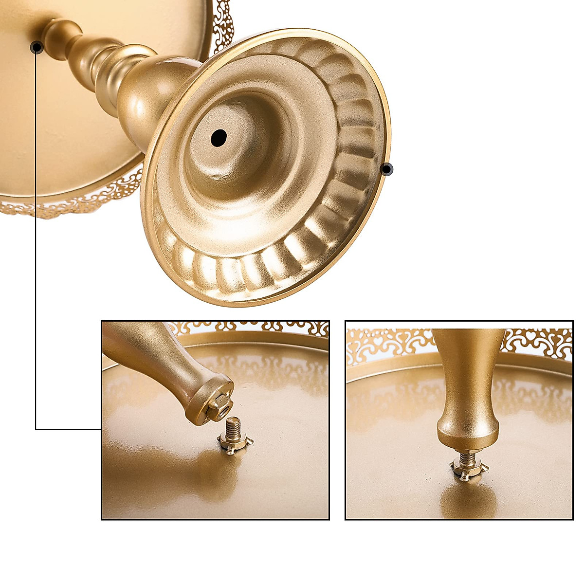 ZOOFOX 3 Pack Gold Cake Stand Set, Metal Cake Holder Dessert Display Plate Serving Tray for Baby Shower Wedding Birthday Party