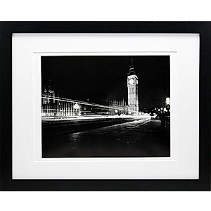 11x14 Black Gallery Picture Frame with 8x10 and 8.5x11 Mat - Wide Molding - Includes Both Attached Hanging Hardware and Desktop Easel - Frames and Mat Display Pictures Documents Certificates