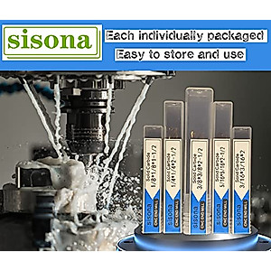 sisona 1/8" 3/16" 1/4" 5/16" 3/8" Carbide End Mills Set - Solid Carbide (Tungsten Carbide + Cobalt) - 5Pcs 4 Fulte CNC Mill Bits for Steel - TISIN Coated