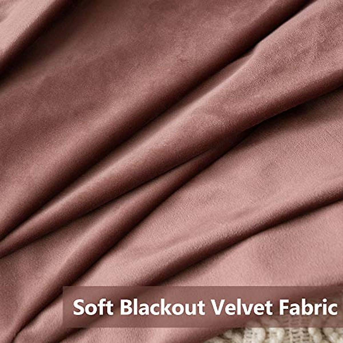 MIULEE Dusty Rose Velvet Curtains 84 inch Long and 100% Blackout Velvet Curtains