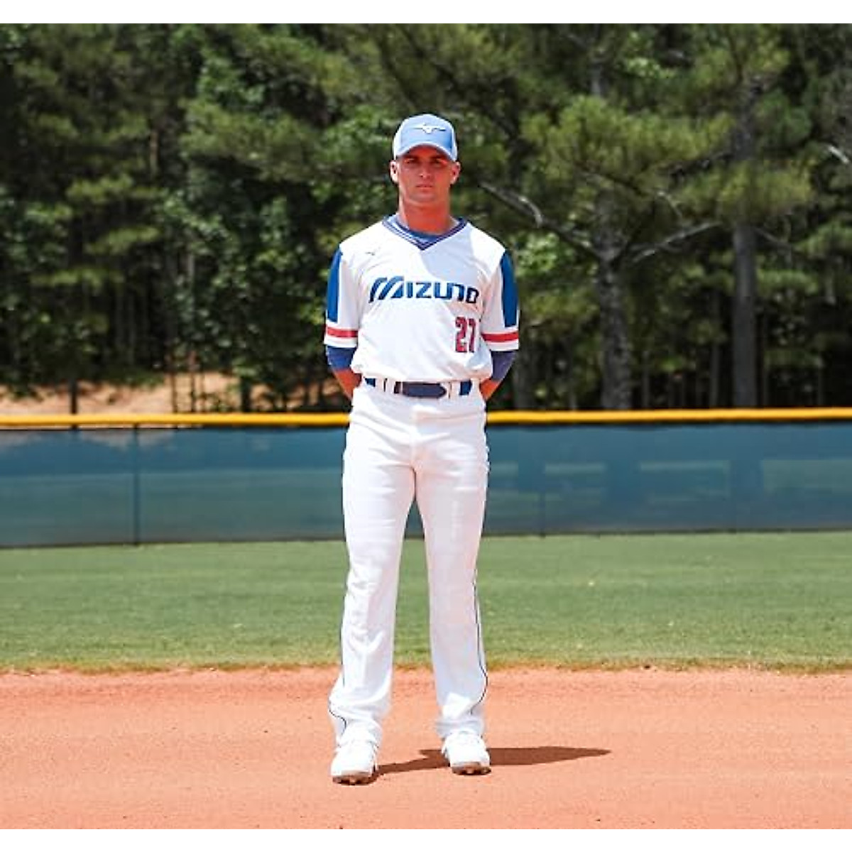 Mizuno Adult Men's Premier Pro Piped G2 Baseball Pant, White-Royal, Medium